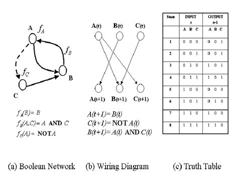 3 An Example Boolean Network And Three Possible Ways To Represent It