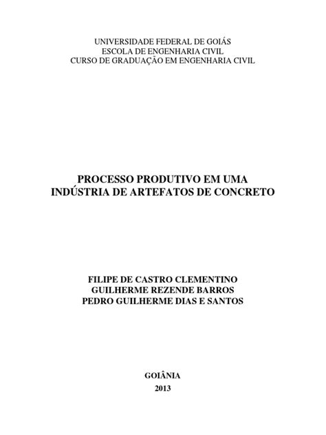 Processo Produtivo Em Uma Indústria De Artefatos De Concreto 2013