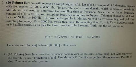 Solved 1 20 Points Here We Will Generate A Sample Signal Chegg Com