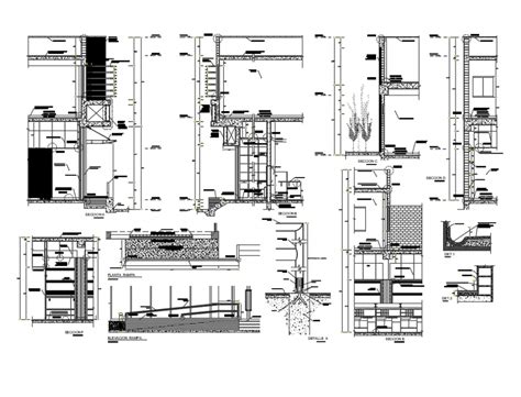 Bank Office All Sided Constructive Section With Ramp Elevation Cad Drawing Details Dwg File
