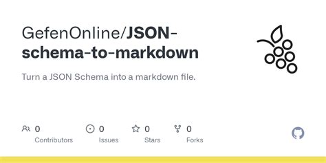 Github Gefenonlinejson Schema To Markdown Turn A Json Schema Into A