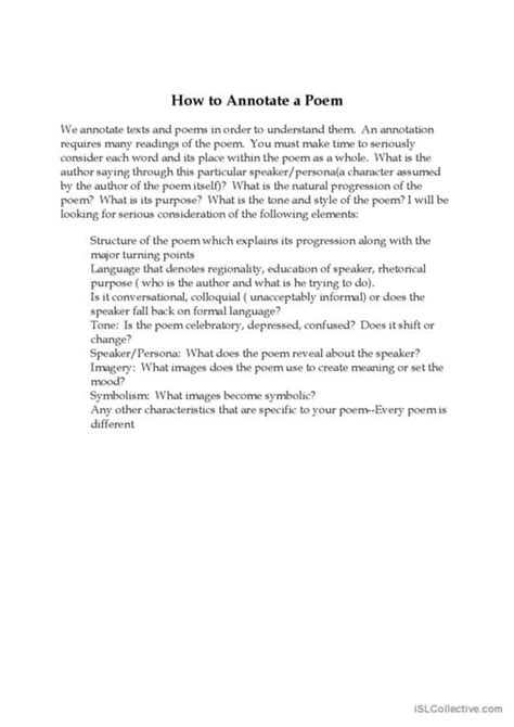 4 Annotation English Esl Worksheets Pdf And Doc