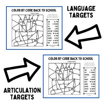 Color By Code Speech Therapy Back To Babe Fall Articulation Language