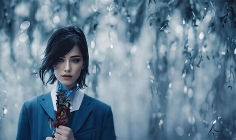 Premium Ai Image Girl Abstract Art Bleeding Blue Blue Theme Visually