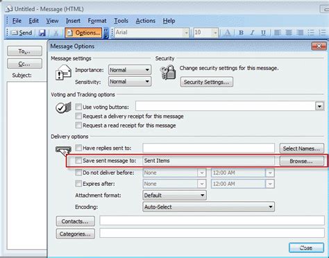 Choosing The Folder To Save A Sent Message In