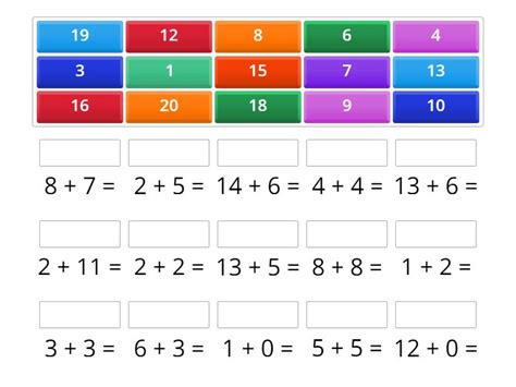 Esol Entry 2 Numeracy Addition Up To 20 Match Up