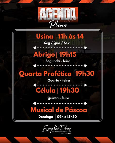 Igreja Do Evangelho Pleno Paragominas Fique Por Dentro Da Nossa Programação Semanal E Vamos