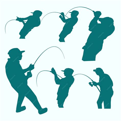 Premium Vector Green Fishing Man Silhouette Collection