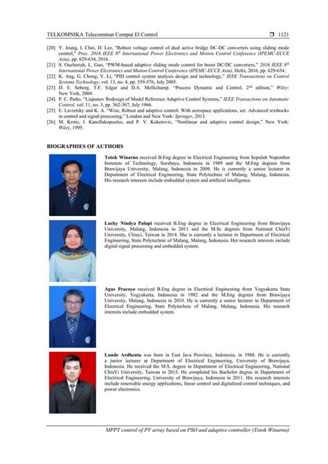 Mppt Control Of Pv Array Based On Pso And Adaptive Controller Pdf