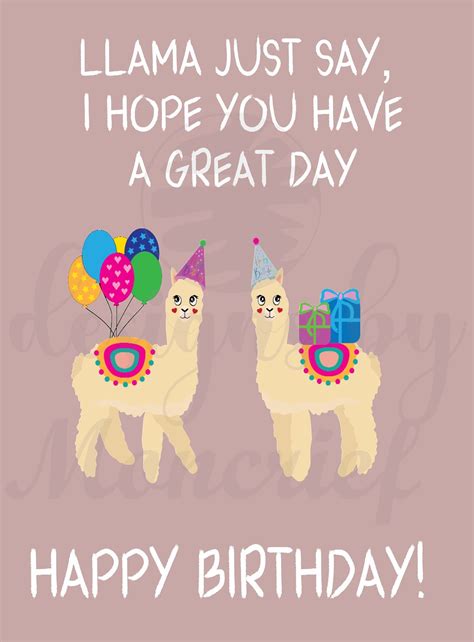 Digital Birthday Card Llama Party Happy Birthday Png Digital