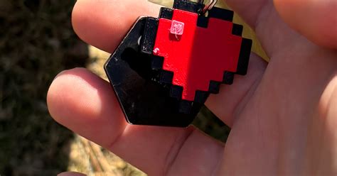 Minecraft Heart With Keyring Hole By Wakeupwaffles Download Free Stl Model Printables Com