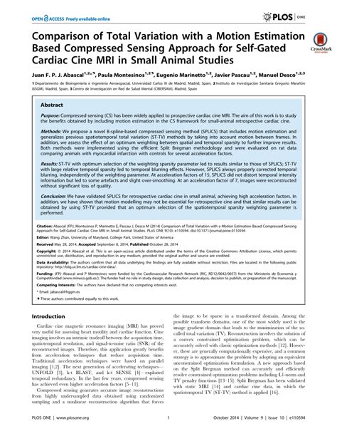 Pdf Comparison Of Total Variation With A Motion Estimation Based Compressed Sensing Approach
