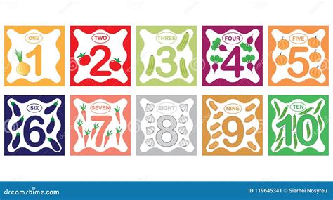 Learning Numbers Mathematics With Vegetables Stock Vector Illustration Of Kindergarten Card