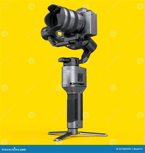 Axis Gimbal Stabilization System With Nonexistent Mirrorless Camera Isolated Stock