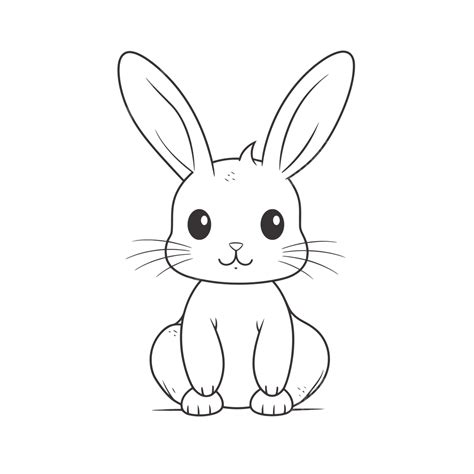 흰색 배경 윤곽선 스케치에 앉아 있는 귀여운 토끼의 캐릭터 그리기 벡터 쉬운 토끼 그리기 쉬운 토끼 개요 쉬운 토끼 스케치 Png 일러스트 및 벡터 에 대한 무료
