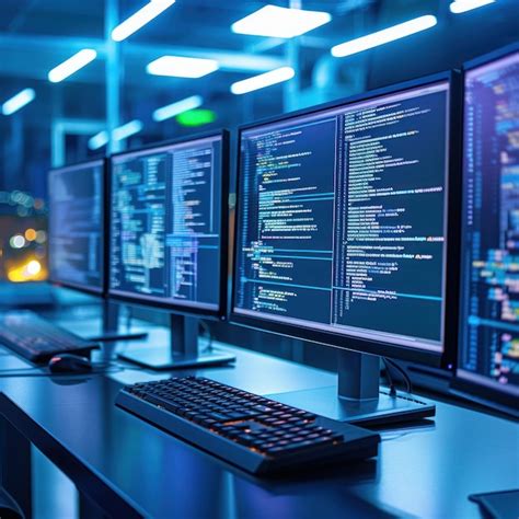 Coding Language Program With Multiple Monitors And Data Center
