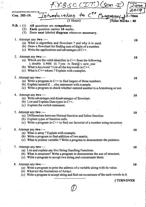 university of mumbai f y b sc i t sem i introduction to c