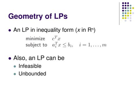 Ppt Linear Programming Formulations Geometry And Simplex Method