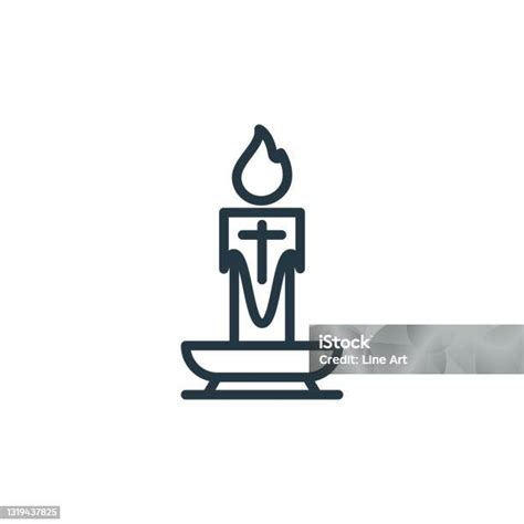 부활절 개념에서 촛불 아이콘 벡터 촛불 편집 스트로크의 얇은 선 그림 웹 및 모바일 앱 로고 인쇄 미디어에 사용하기 위한 촛불 선형 기호 0명에 대한 스톡 벡터 아트 및