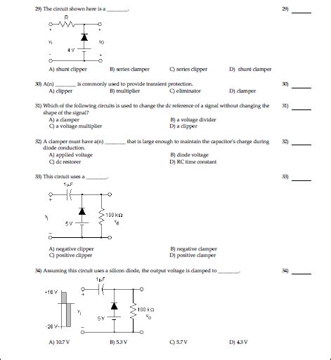 Solved 29 The Circuit Shown Here Is A A Shunt Clipper B