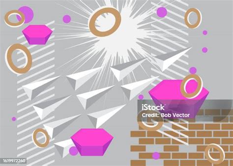 화이트 퍼플 핑크 브라운 기하학적 그래픽 복고풍 테마 커버 최소한의 기하학적 요소 포스터 디자인 포스터 배너를 위한 빈티지 추상 모양 템플릿입니다 가리기에 대한 스톡 벡터