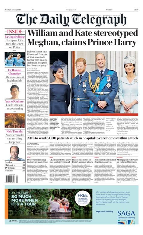 Daily Telegraph Front Page Th Of January Tomorrow S Papers Today