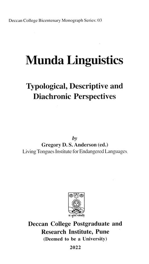 Munda Linguistics Typological Descriptive And Diachronic Perspectives Exotic India Art