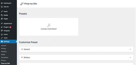 Choosing A Pimp My Site Preset • Themosaurus Documentation