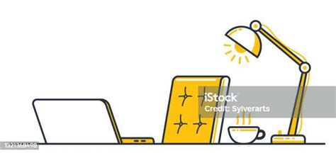 흰색 사무실 또는 가정 작업 장소 벡터 현대 일러스트 빈 의자 아무도 빈 작업 개념 직장을위한 편안한 공간을 통해 고립 된 작업 책상 플랫 일러스트 개발에 대한 스톡 벡터