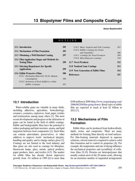 Biopolymer Films And Composite Coatings Pdf Biopolymer Surface Tension