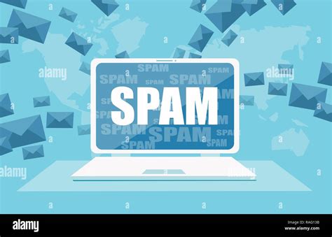 Vector Of A Spam Email Envelope Warning Window On Laptop Screen Virus Piracy Hacking And