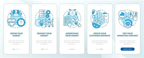 Get Started With Segmentation Blue Onboarding Mobile App Screen Walkthrough 5 Steps Editable
