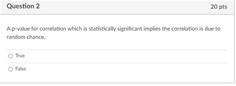Solved Question Pts A P Value For Correlation Which Is Chegg