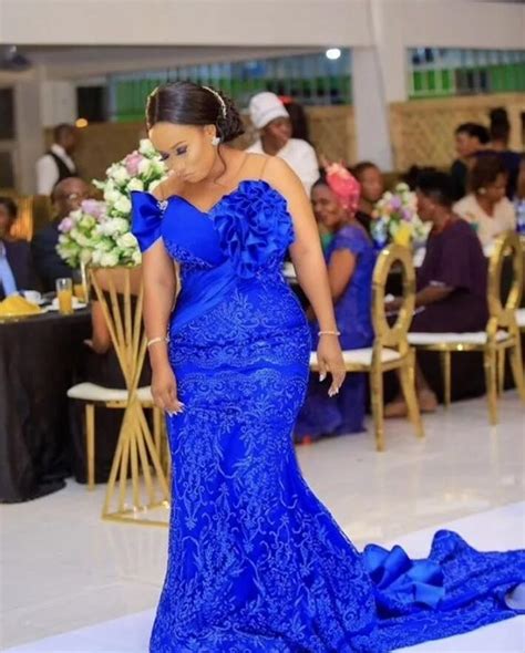Plus Size Royal Blue Luxurious Prom Dresses Lace Mermaid Sexy Evening