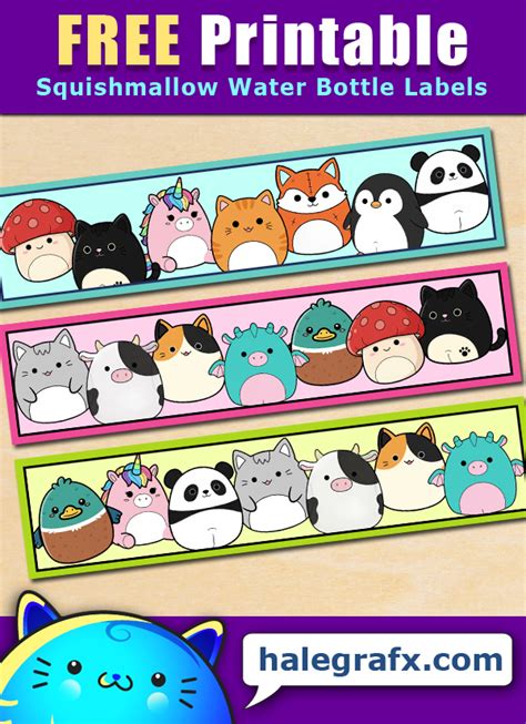 Free Printable Squishmallow Water Bottle Labels