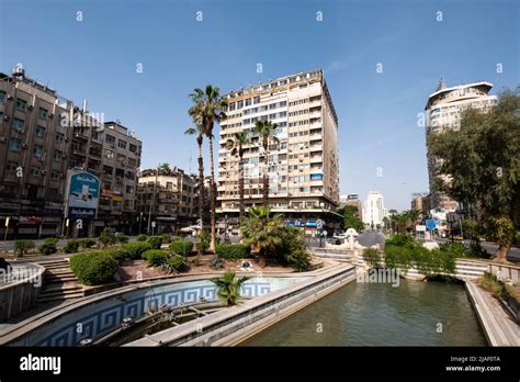 Damascus Syria May 2022 Public Square Al Marjeh Square Street Scene In City Center Of