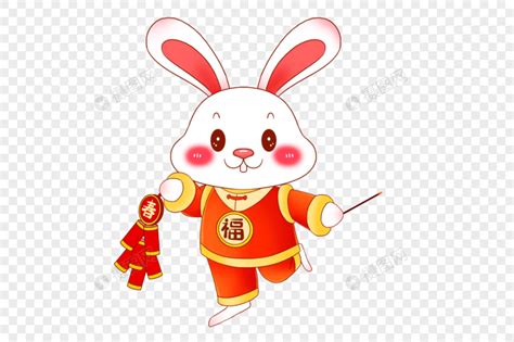 2023年兔年新年可爱的卡通小兔子放鞭炮元素素材下载 正版素材402395862 摄图网