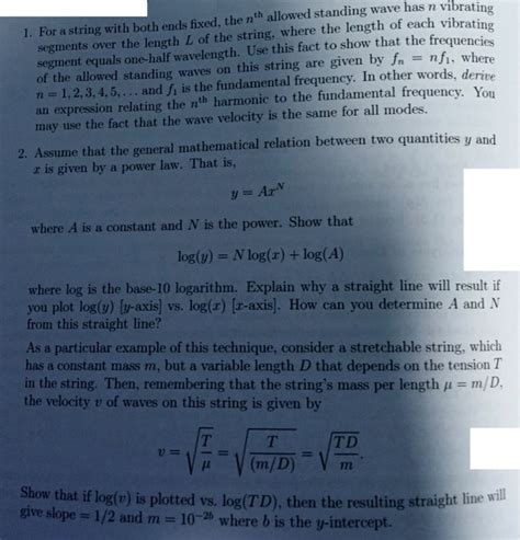 1 For A String With Both Ends Fixed The Nth Allowed Standing Wave