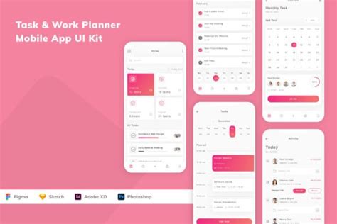 Task Work Planner Mobile App UI Kit Graphic By Betush Creative Fabrica