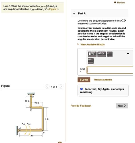 solved link ab has the angular velocity Ï‰ab 3 5 rad s and angular acceleration Î±ab 8 rad