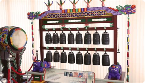 고려와 조선시대 궁중음악인 아악에서 표준악기 역할을 한 전통악기 편종