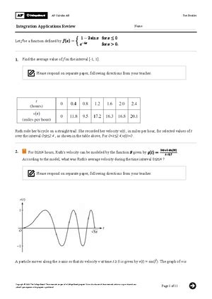 AP Calculus AB Scoring Guide Unit 5 Progress Check MCQ Part B Unit 5 Progress Check MCQ Part