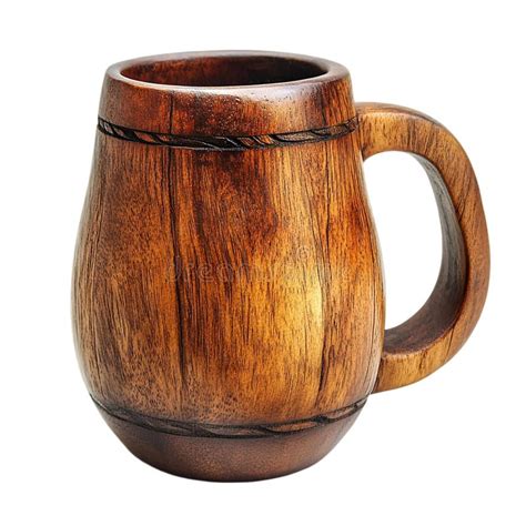 Handcrafted Wooden Beer Mug Rustic Brown Design Cup Bar Pub Isolated On
