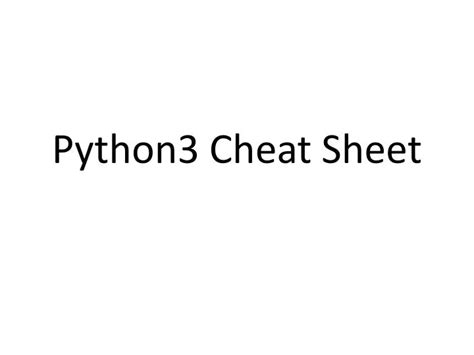 Ppt Python3 Cheat Sheet Powerpoint Presentation Free Download Id
