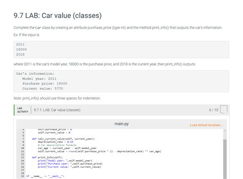 Python Zylab 97 Description Complete The Car Class