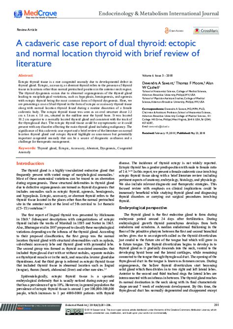 Pdf A Cadaveric Case Report Of Dual Thyroid Ectopic And Normal Location Thyroid With Brief