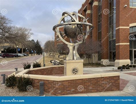 Sculpture On A Pedestal Outside The Heider College Of Business On The