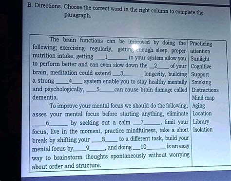B Directions Choose The Correct Word In The StudyX