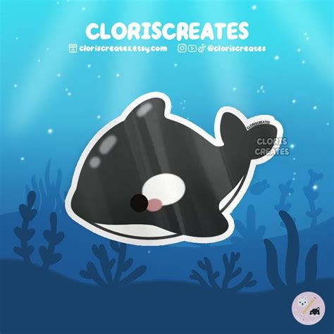 Orca Killer Whale Waterproof Vinyl Sticker Kawaii Chibi Art Marine