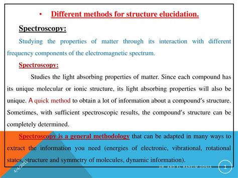 Ppt Different Methods For Structure Elucidation Spectroscopy Powerpoint Presentation Id
